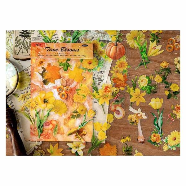Yellow Floral Sticker Set - 100 Stickers - La Laila