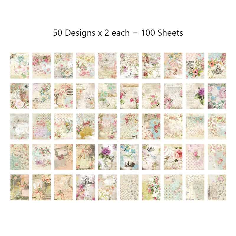 Journaling Paper Booklet Flowers Vintage Rose 100 Sheets