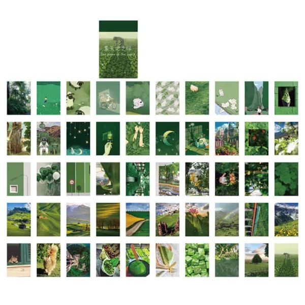 Green Mini Washi Stickers Booklet - 50 Pieces - La Laila