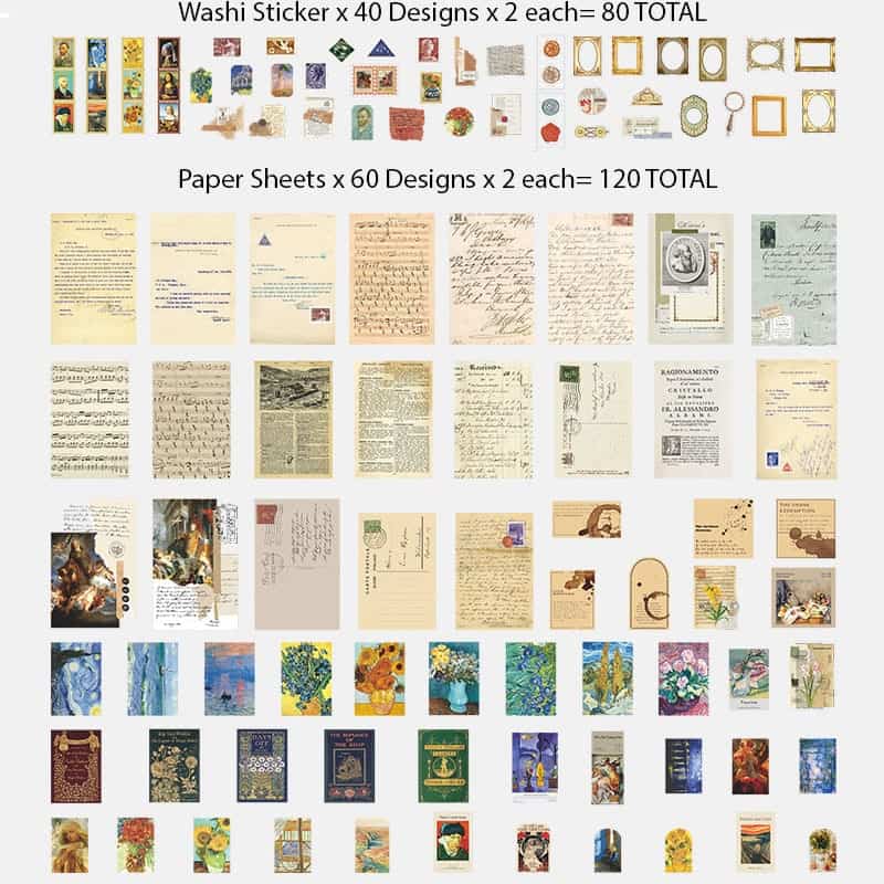 Vintage Ephemera Scrapbook Bundle - Art - 200 Pieces - La Laila