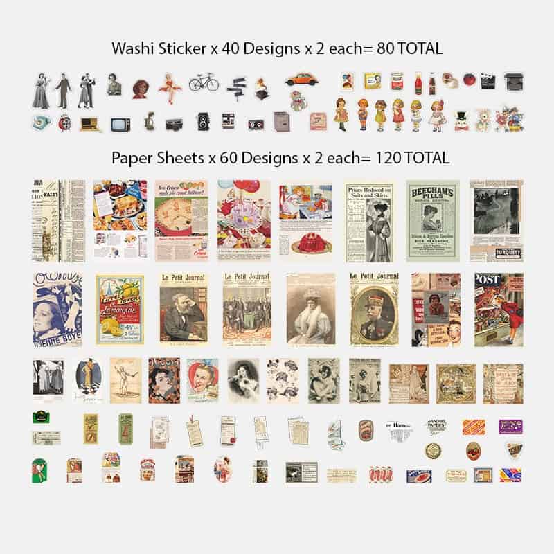 Vintage Ephemera Scrapbook Bundle - Vintage Series - 200 Pieces