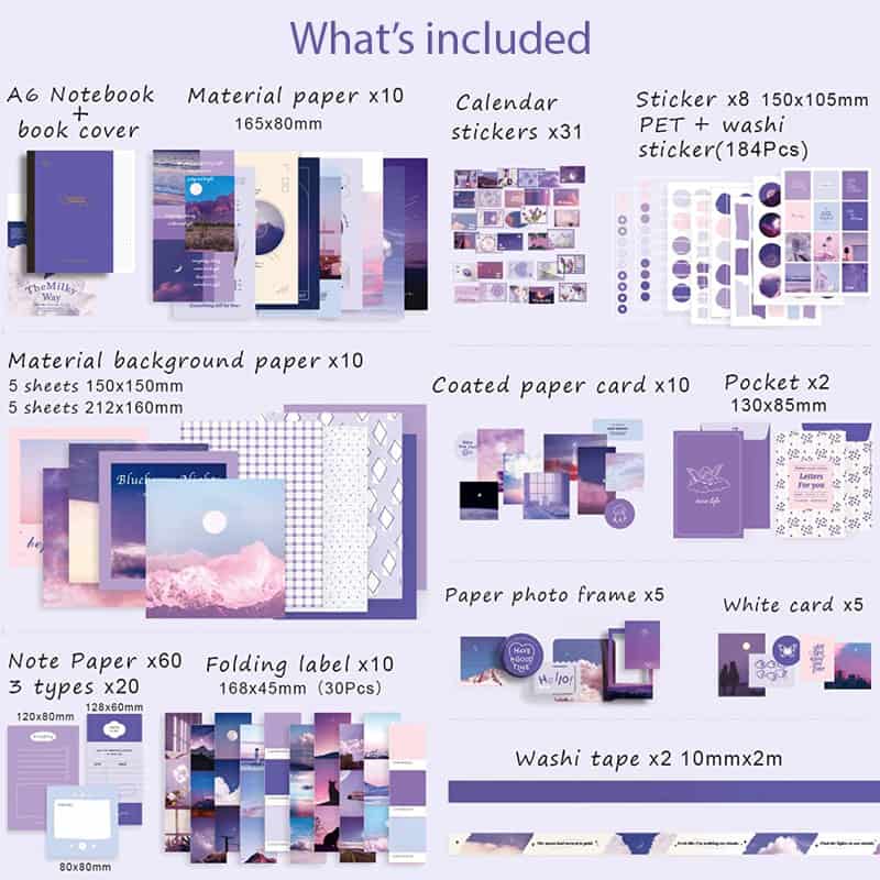 Junk Bullet Journal Journaling DIY Scrapbook Kit - Purple - La Laila