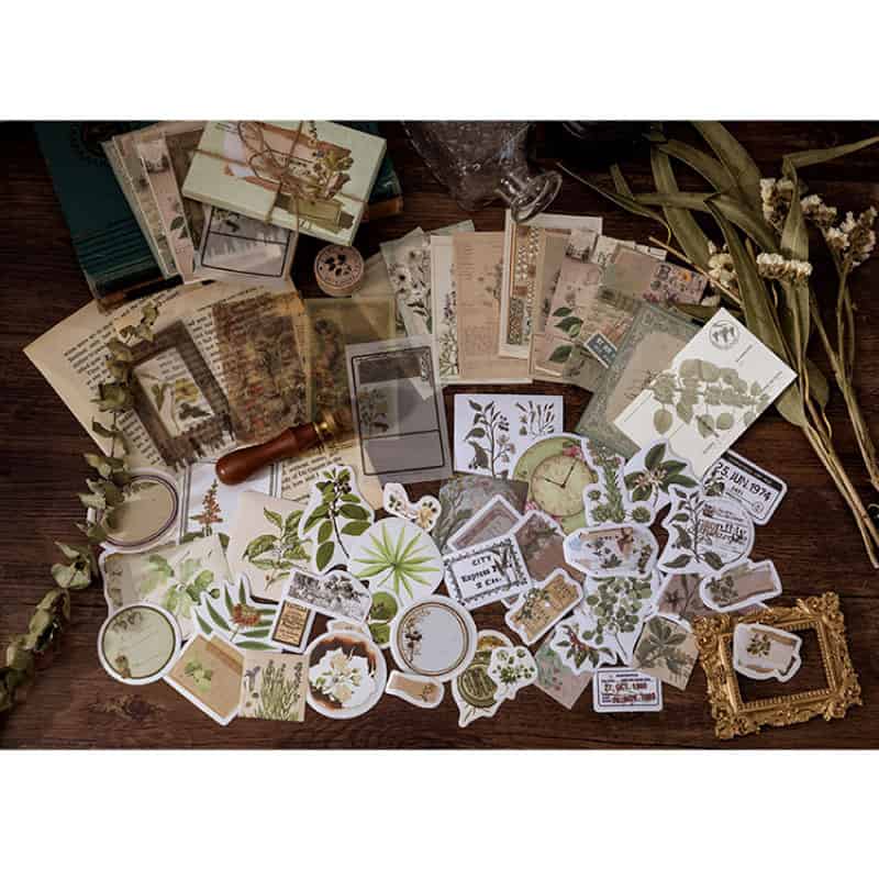 Journaling Supplies Pack Green Natural Plant Sticker Set