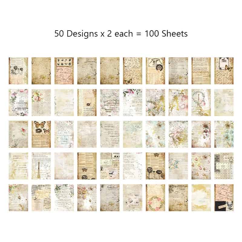 Vintage Booklet Junk Journal - Old Letters - 100 Sheets