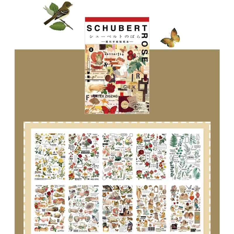 Vintage Washi Sticker Book - Schubert Rose - 50 Pages - La Laila