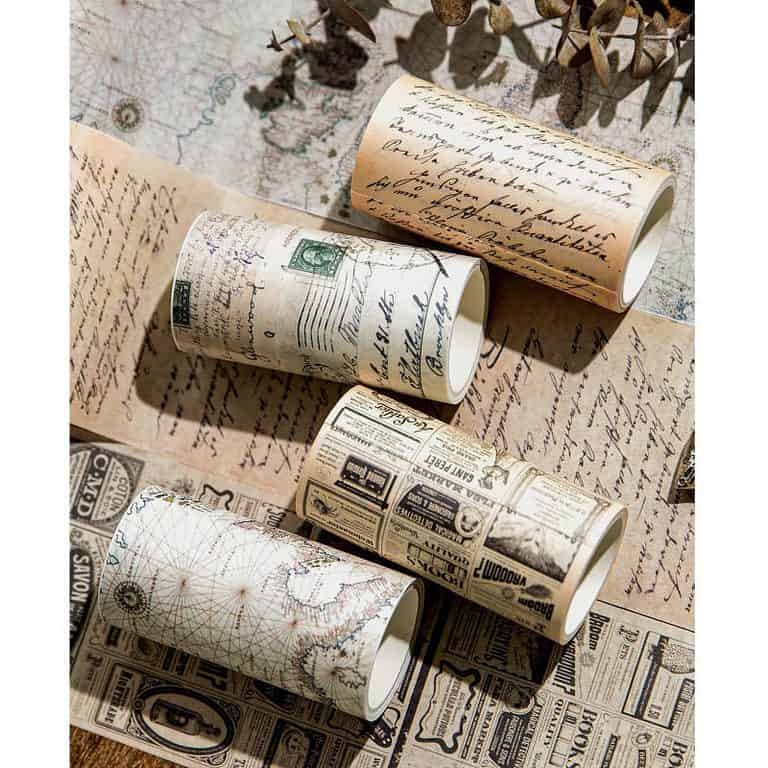 Washi Tape Vintage Wide - Newspaper Writing Map Letters