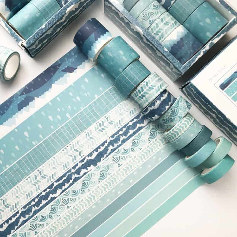Washi Tapes Blue Set - Gift Box - Oceanic - 12 Rolls