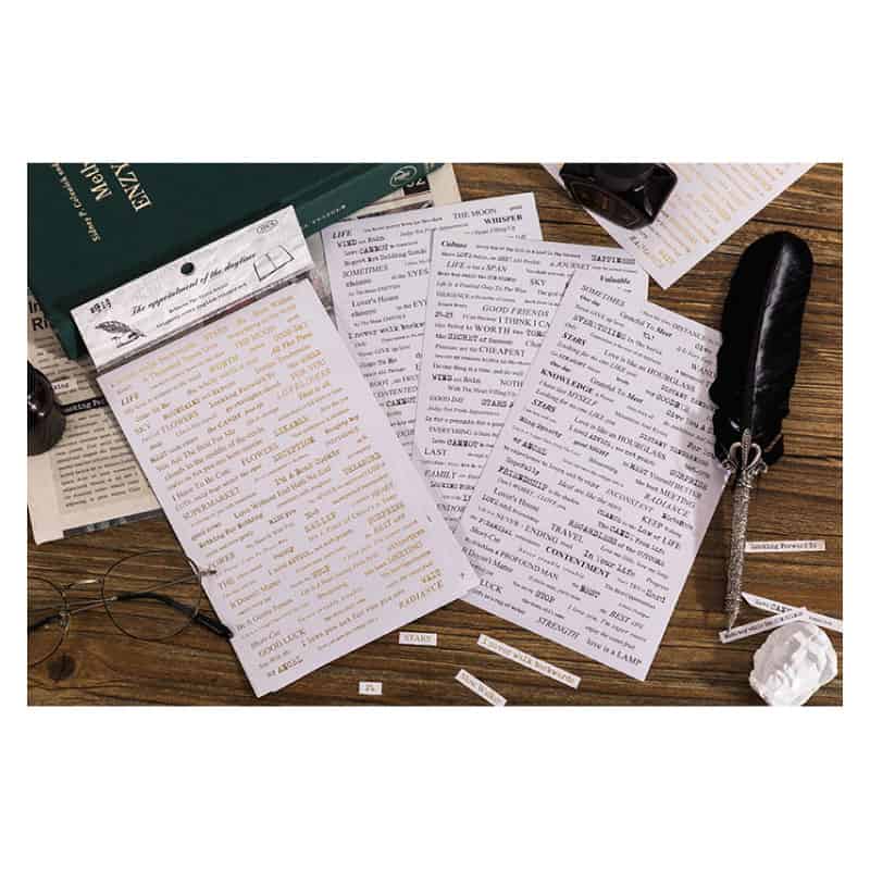 Quote Stickers for Journal and Scrapbook - Gold & Black- 4 Sheets